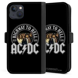 DeinDesign iPhone 13 Handy Klapph&uuml;lle Handyh&uuml;lle aus Kunst Leder schwarz Flip Case Acdc Official Licensed Product Rock Sideflip mit Lasche