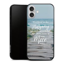 DeinDesign iPhone 16 Plus Handy Slim Case extra d&uuml;nn Silikon Handyh&uuml;lle schwarz H&uuml;lle Spruch Beach Statement Silikon Slim Case
