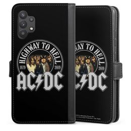 DeinDesign Galaxy A32 4G Handy Klapph&uuml;lle Handyh&uuml;lle aus Kunst Leder schwarz Flip Case Acdc Official Licensed Product Rock Sideflip mit Lasche