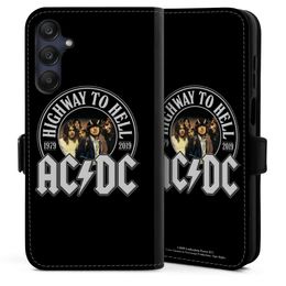 DeinDesign Galaxy A25 5G Handy Klapph&uuml;lle Handyh&uuml;lle aus Kunst Leder schwarz Flip Case Acdc Official Licensed Product Rock Sideflip mit Lasche