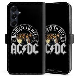 DeinDesign Galaxy A35 5G Handy Klapph&uuml;lle Handyh&uuml;lle aus Kunst Leder schwarz Flip Case Acdc Official Licensed Product Rock Sideflip mit Lasche