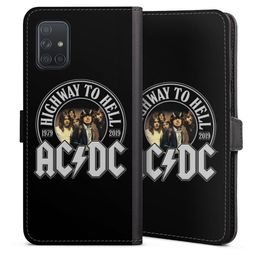 DeinDesign Galaxy A71 Handy Klapph&uuml;lle Handyh&uuml;lle aus Kunst Leder schwarz Flip Case Acdc Official Licensed Product Rock Sideflip mit Lasche
