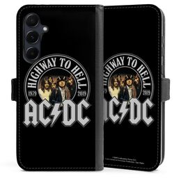 DeinDesign Galaxy A55 5G Handy Klapph&uuml;lle Handyh&uuml;lle aus Kunst Leder schwarz Flip Case Acdc Official Licensed Product Rock Sideflip mit Lasche
