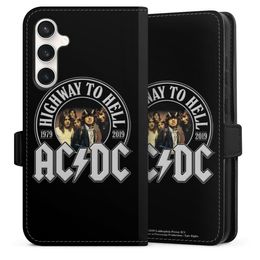 DeinDesign Galaxy S23 FE Handy Klapph&uuml;lle Handyh&uuml;lle aus Kunst Leder schwarz Flip Case Acdc Official Licensed Product Rock Sideflip mit Lasche