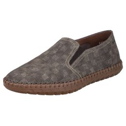 Slipper Rieker, Herren, Gr. 43, braun (kaffee), Lederimitat, Schuhe Slipper, Loafer, Schlupfschuh, Casual-Slipper mit kleinen Stretcheins&auml;tzen