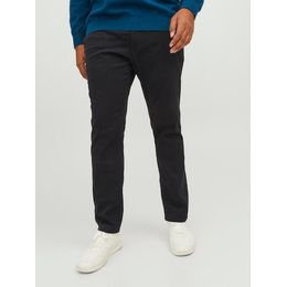 Jack & Jones PlusSize Chinohose "JPSTMARCO JJDAVE LC NOOS PLS", Herren, Gr. 46 (6XL), L&auml;nge 32, schwarz, Web, Obermaterial: 98% Baumwolle, 2% Elasthan, JACK & JONES PLUSSIZE, unifarben, slim fit kn&ouml;chellang, Hosen Chinohose