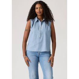 Levi's Blusentop LEVI'S, Damen, Gr. S (36), breezy blaus, Web, Obermaterial: 100% Baumwolle, normal h&uuml;ftlang, Blusen Blusentop, Figurumspielende Passform