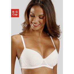 Schalen-BH Lascana "Chiara", Damen, Gr. 85, Cup D, beige (cream), Spitze, Obermaterial: 85% Polyamid (TACTEL), 15% Elasthan (LYCRA), BHs Schalen-BH, mit graphischem Netz-Muster, Dessous