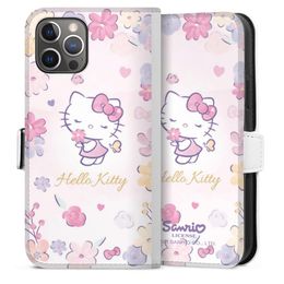 DeinDesign iPhone 12 Pro Handy Klapph&uuml;lle Handyh&uuml;lle aus Kunst Leder wei&szlig; Flip Case Water Colour Hello Kitty Merchandise Sideflip mit Lasche