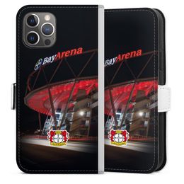 DeinDesign iPhone 12 Pro Handy Klapph&uuml;lle Handyh&uuml;lle aus Kunst Leder wei&szlig; Flip Case Official Licensed Product Bayer 04 Leverkusen Stadium Sideflip mit Lasche