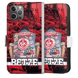 DeinDesign iPhone 12 Pro Handy Klapph&uuml;lle Handyh&uuml;lle aus Kunst Leder wei&szlig; Flip Case 1. Fc Kaiserslautern 1. Fck Official Licensed Product Sideflip mit Lasche
