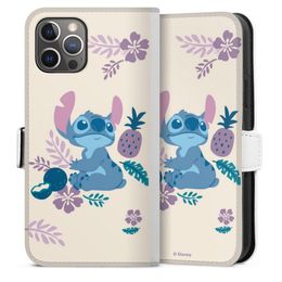 DeinDesign iPhone 12 Pro Handy Klapph&uuml;lle Handyh&uuml;lle aus Kunst Leder wei&szlig; Flip Case Flowers Lilo & Stitch Official Licensed Product Sideflip mit Lasche