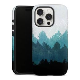 DeinDesign iPhone 15 Pro Handy Panzer Handyh&uuml;lle robuste Outdoor H&uuml;lle Schutzh&uuml;lle matt Tree Forrest Abstract Tough Case