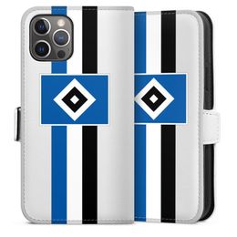 DeinDesign iPhone 12 Pro Handy Klapph&uuml;lle Handyh&uuml;lle aus Kunst Leder wei&szlig; Flip Case Hamburger Sv Transparent Hsv Sideflip mit Lasche