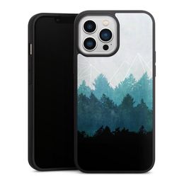 DeinDesign iPhone 13 Pro Max Handy Premium Silikon H&uuml;lle Handyh&uuml;lle schwarz Case Tree Forrest Abstract Silikon Premium Case