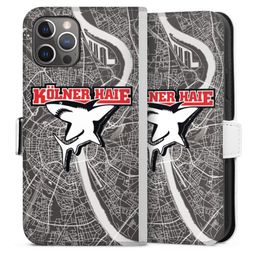 DeinDesign iPhone 12 Pro Handy Klapph&uuml;lle Handyh&uuml;lle aus Kunst Leder wei&szlig; Flip Case K&ouml;lner Haie Ice Hockey Official Licensed Product Sideflip mit Lasche
