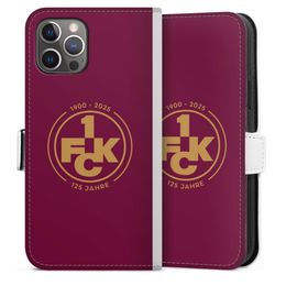 DeinDesign iPhone 12 Pro Handy Klapph&uuml;lle Handyh&uuml;lle aus Kunst Leder wei&szlig; Flip Case 125 Jahre 1. Fc Kaiserslautern 1. Fck Sideflip mit Lasche