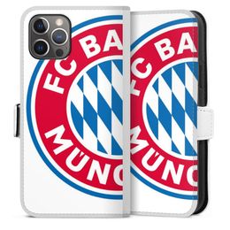 DeinDesign iPhone 12 Pro Handy Klapph&uuml;lle Handyh&uuml;lle aus Kunst Leder wei&szlig; Flip Case Logo Fc Bayern M&uuml;nchen Fcb Sideflip mit Lasche