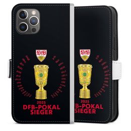DeinDesign iPhone 12 Pro Handy Klapph&uuml;lle Handyh&uuml;lle aus Kunst Leder wei&szlig; Flip Case Trophy Official Licensed Product Vfb Stuttgart Sideflip mit Lasche