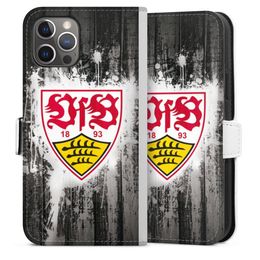 DeinDesign iPhone 12 Pro Handy Klapph&uuml;lle Handyh&uuml;lle aus Kunst Leder wei&szlig; Flip Case Official Licensed Product Vfb Stuttgart Bundesliga Sideflip mit Lasche