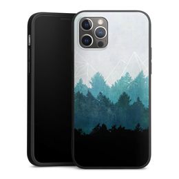 DeinDesign iPhone 12 Pro Handy Premium Silikon H&uuml;lle Handyh&uuml;lle schwarz Case Tree Forrest Abstract Silikon Premium Case