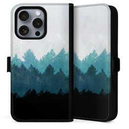 DeinDesign iPhone 16 Pro Max Handy Klapph&uuml;lle Handyh&uuml;lle aus Kunst Leder schwarz Flip Case Tree Forrest Abstract Sideflip mit Lasche