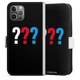 DeinDesign iPhone 12 Pro Handy Klapph&uuml;lle Handyh&uuml;lle aus Kunst Leder wei&szlig; Flip Case Official Licensed Product Die Drei ??? Logo Sideflip mit Lasche