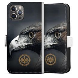 DeinDesign iPhone 12 Pro Handy Klapph&uuml;lle Handyh&uuml;lle aus Kunst Leder wei&szlig; Flip Case Eintracht Frankfurt Eagle Official Licensed Product Sideflip mit Lasche