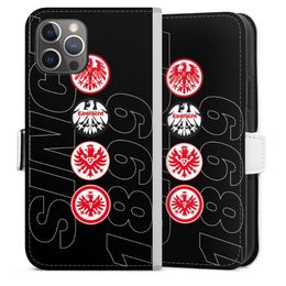 DeinDesign iPhone 12 Pro Handy Klapph&uuml;lle Handyh&uuml;lle aus Kunst Leder wei&szlig; Flip Case Eagle Logo Eintracht Frankfurt Sideflip mit Lasche