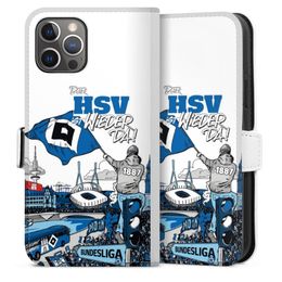 DeinDesign iPhone 12 Pro Handy Klapph&uuml;lle Handyh&uuml;lle aus Kunst Leder wei&szlig; Flip Case Ascent Hamburger Sv Official Licensed Product Sideflip mit Lasche