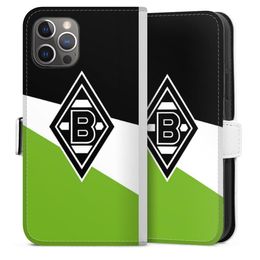 DeinDesign iPhone 12 Pro Handy Klapph&uuml;lle Handyh&uuml;lle aus Kunst Leder wei&szlig; Flip Case Gladbach Official Licensed Product Borussia M&ouml;nchengladbach Sideflip mit 