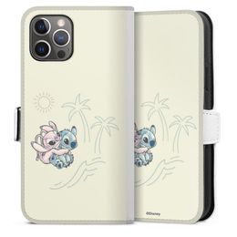 DeinDesign iPhone 12 Pro Handy Klapph&uuml;lle Handyh&uuml;lle aus Kunst Leder wei&szlig; Flip Case Angel Disney Lilo & Stitch Sideflip mit Lasche