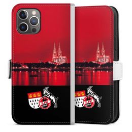 DeinDesign iPhone 12 Pro Handy Klapph&uuml;lle Handyh&uuml;lle aus Kunst Leder wei&szlig; Flip Case Official Licensed Product 1. Fc K&ouml;ln Skyline Sideflip mit Lasche
