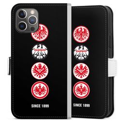 DeinDesign iPhone 12 Pro Handy Klapph&uuml;lle Handyh&uuml;lle aus Kunst Leder wei&szlig; Flip Case Eintracht Frankfurt Soccer Sge Sideflip mit Lasche