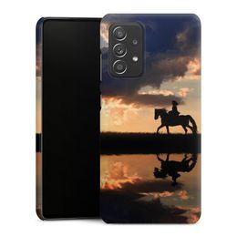 DeinDesign Galaxy A52s 5G Handy Premium Case Smartphone Handyh&uuml;lle Schutzh&uuml;lle matt Horseback Riding Horse Sunset Premium Case