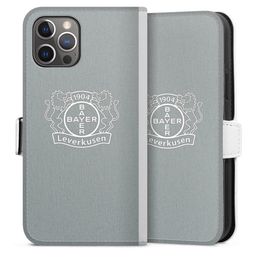 DeinDesign iPhone 12 Pro Handy Klapph&uuml;lle Handyh&uuml;lle aus Kunst Leder wei&szlig; Flip Case Bayer 04 Leverkusen Coat Of Arms Official Licensed Product Sideflip mit 