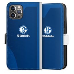 DeinDesign iPhone 12 Pro Handy Klapph&uuml;lle Handyh&uuml;lle aus Kunst Leder wei&szlig; Flip Case Official Licensed Product Bundesliga Fc Schalke 04 Sideflip mit Lasche