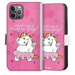 DeinDesign iPhone 12 Pro Handy Klapph&uuml;lle Handyh&uuml;lle aus Kunst Leder wei&szlig; Flip Case Pummeleinhorn Official Licensed Product Pummel & Friends Sideflip mit Lasche