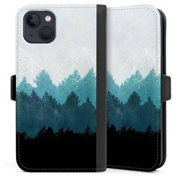 DeinDesign iPhone 13 Handy Klapph&uuml;lle Handyh&uuml;lle aus Kunst Leder schwarz Flip Case Tree Forrest Abstract Sideflip mit Lasche