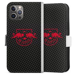 DeinDesign iPhone 12 Pro Handy Klapph&uuml;lle Handyh&uuml;lle aus Kunst Leder wei&szlig; Flip Case Carbon Official Licensed Product Rb Leipzig Sideflip mit Lasche