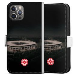 DeinDesign iPhone 12 Pro Handy Klapph&uuml;lle Handyh&uuml;lle aus Kunst Leder wei&szlig; Flip Case Stadium Official Licensed Product Eintracht Frankfurt Sideflip mit Lasche