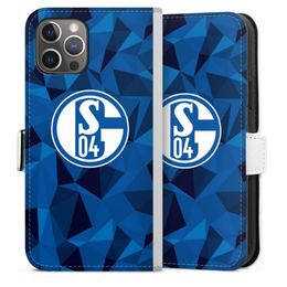 DeinDesign iPhone 12 Pro Handy Klapph&uuml;lle Handyh&uuml;lle aus Kunst Leder wei&szlig; Flip Case Camouflage Fc Schalke 04 Muster Sideflip mit Lasche