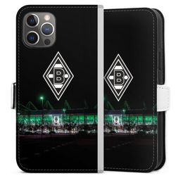 DeinDesign iPhone 12 Pro Handy Klapph&uuml;lle Handyh&uuml;lle aus Kunst Leder wei&szlig; Flip Case Borussia M&ouml;nchengladbach Official Licensed Product Stadium Sideflip mit 