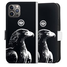 DeinDesign iPhone 12 Pro Handy Klapph&uuml;lle Handyh&uuml;lle aus Kunst Leder wei&szlig; Flip Case Attila Official Licensed Product Eintracht Frankfurt Sideflip mit Lasche