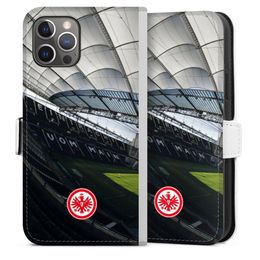 DeinDesign iPhone 12 Pro Handy Klapph&uuml;lle Handyh&uuml;lle aus Kunst Leder wei&szlig; Flip Case Eintracht Frankfurt Stadium Official Licensed Product Sideflip mit Lasche