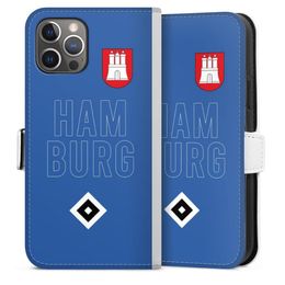 DeinDesign iPhone 12 Pro Handy Klapph&uuml;lle Handyh&uuml;lle aus Kunst Leder wei&szlig; Flip Case Official Licensed Product Hamburg Hamburger Sv Sideflip mit Lasche