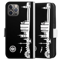 DeinDesign iPhone 12 Pro Handy Klapph&uuml;lle Handyh&uuml;lle aus Kunst Leder wei&szlig; Flip Case Eintracht Frankfurt Sge Skyline Sideflip mit Lasche