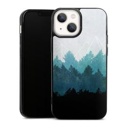 DeinDesign iPhone 13 Mini Handy Slim Case extra d&uuml;nn Silikon Handyh&uuml;lle schwarz H&uuml;lle Tree Forrest Abstract Silikon Slim Case