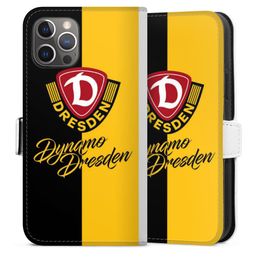 DeinDesign iPhone 12 Pro Handy Klapph&uuml;lle Handyh&uuml;lle aus Kunst Leder wei&szlig; Flip Case Sg Dynamo Dresden Official Licensed Product Sgd Sideflip mit Lasche