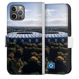 DeinDesign iPhone 12 Pro Handy Klapph&uuml;lle Handyh&uuml;lle aus Kunst Leder wei&szlig; Flip Case Hsv Hamburger Sv Stadium Sideflip mit Lasche